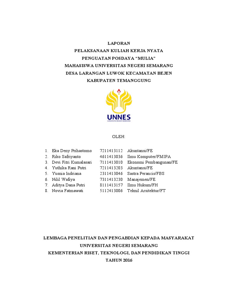 Laporan KKN Unnes | PDF