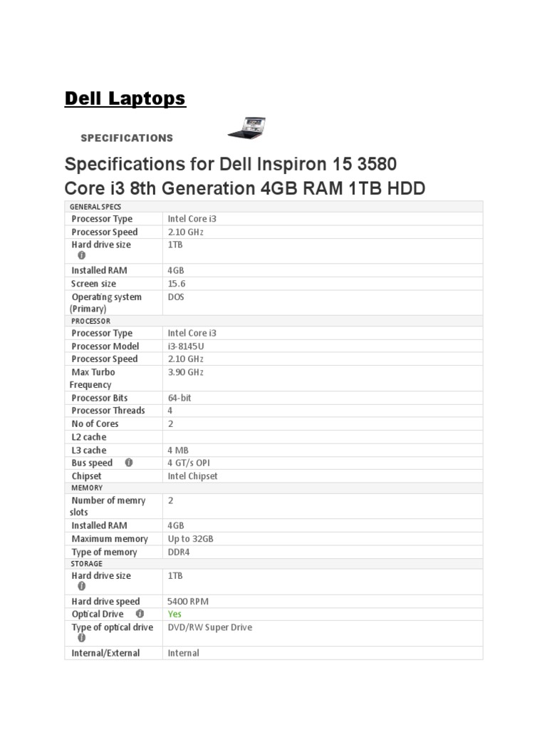 Laptop Specification | PDF