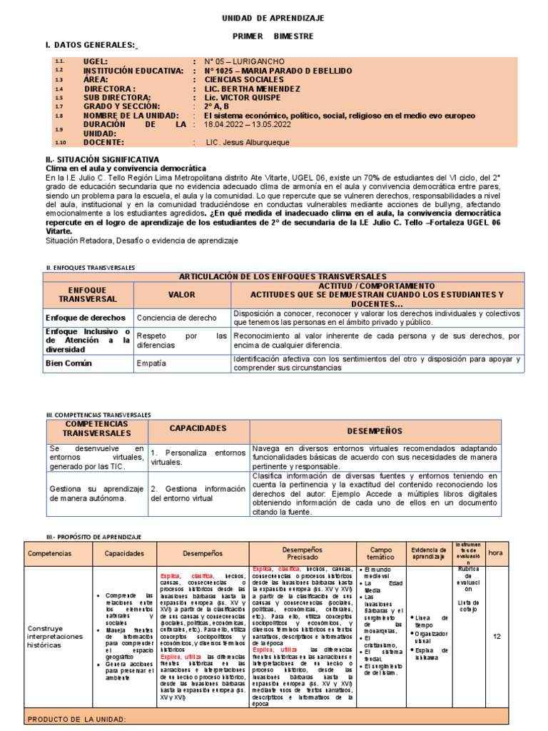 Unidad I Ciencias Sociales Segundo Grado Modificado | PDF Unidad I Ciencias Sociales Segundo Grado Modificado | PDF