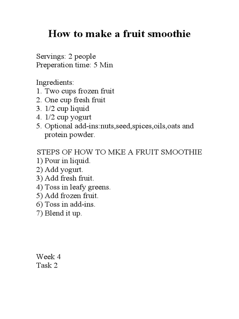 How To Make A Fruit Smoothie | PDF
