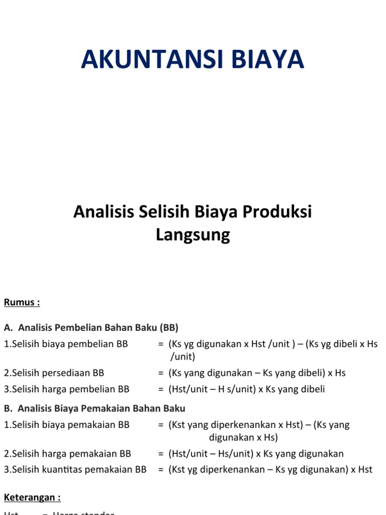 AkBi - Bab 5 Analisis Selisih Biaya Produksi Langsung | PDF