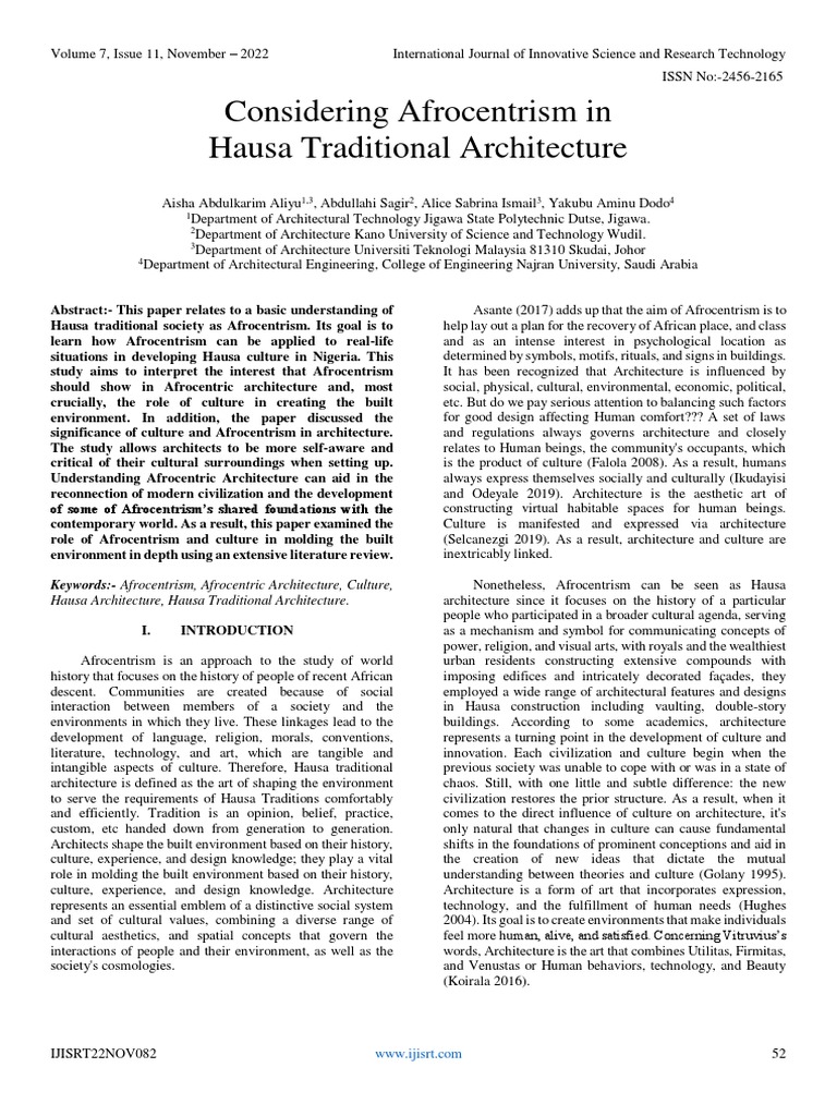 Considering Afrocentrism in Hausa Traditional Architecture | PDF ...