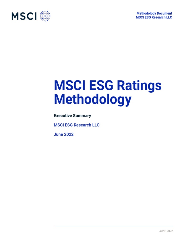 ESG Ratings Methodology Exec Summary | PDF | Msci | Investing