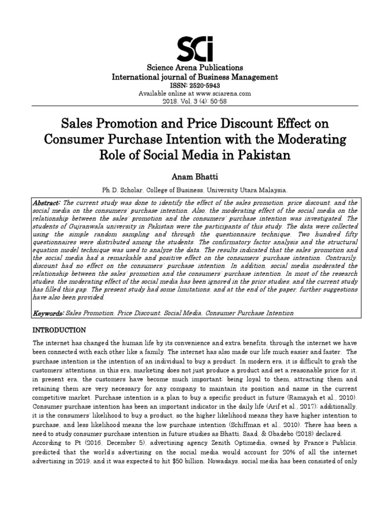 Sales Promotion and Price Discount Effect On Consumer Purchase ...