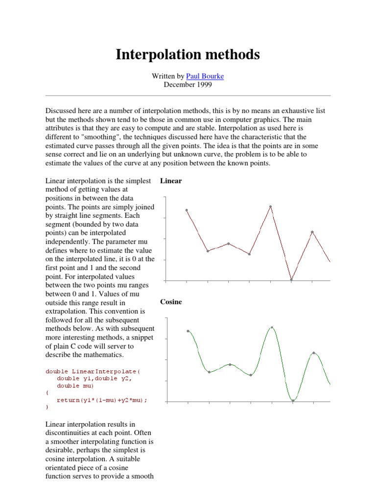 Interpolation Methods Interpolation Linear Regression