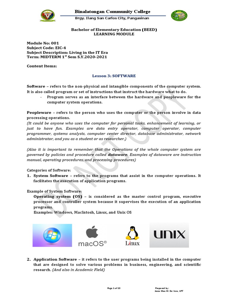 Living in The IT Era - Lesson 3 Activity 3 | PDF | Microsoft Word | Computer Program