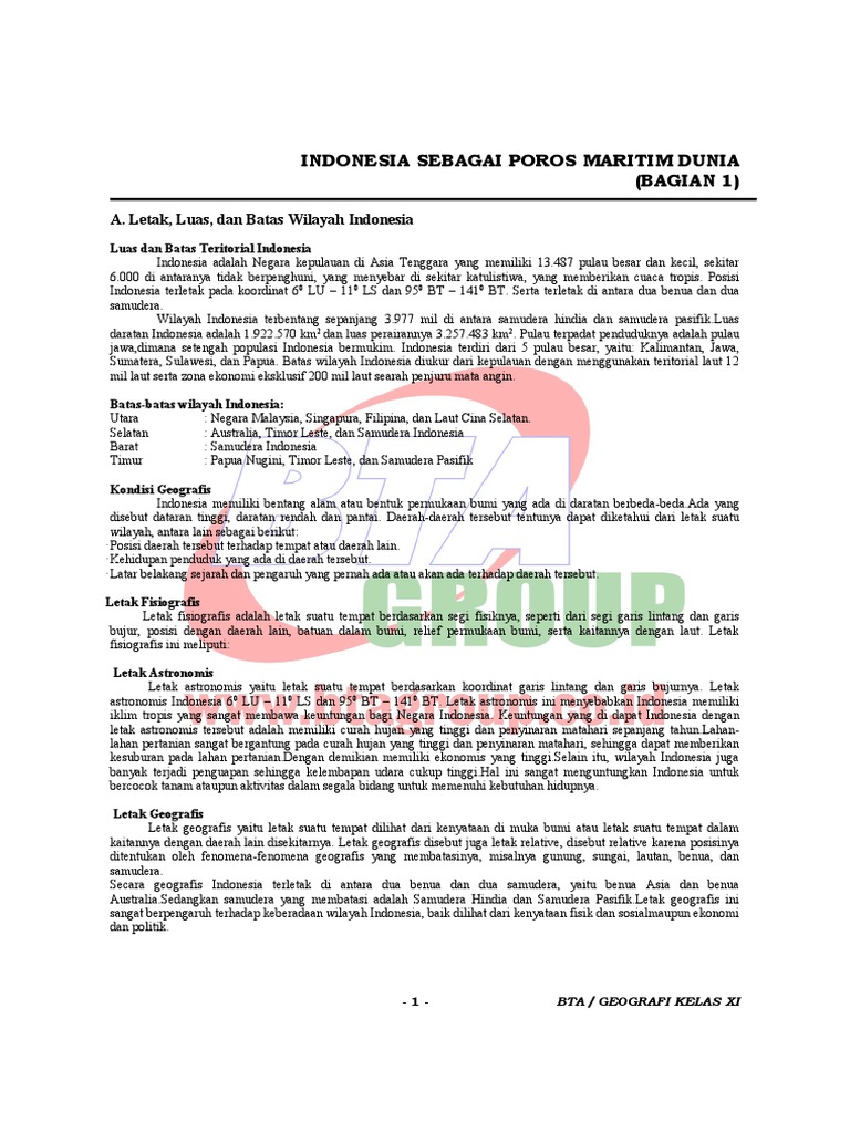 Bab 1 Geo-Poros Maritim Indonesia (1) Kelas Xi 2021-2022 | PDF
