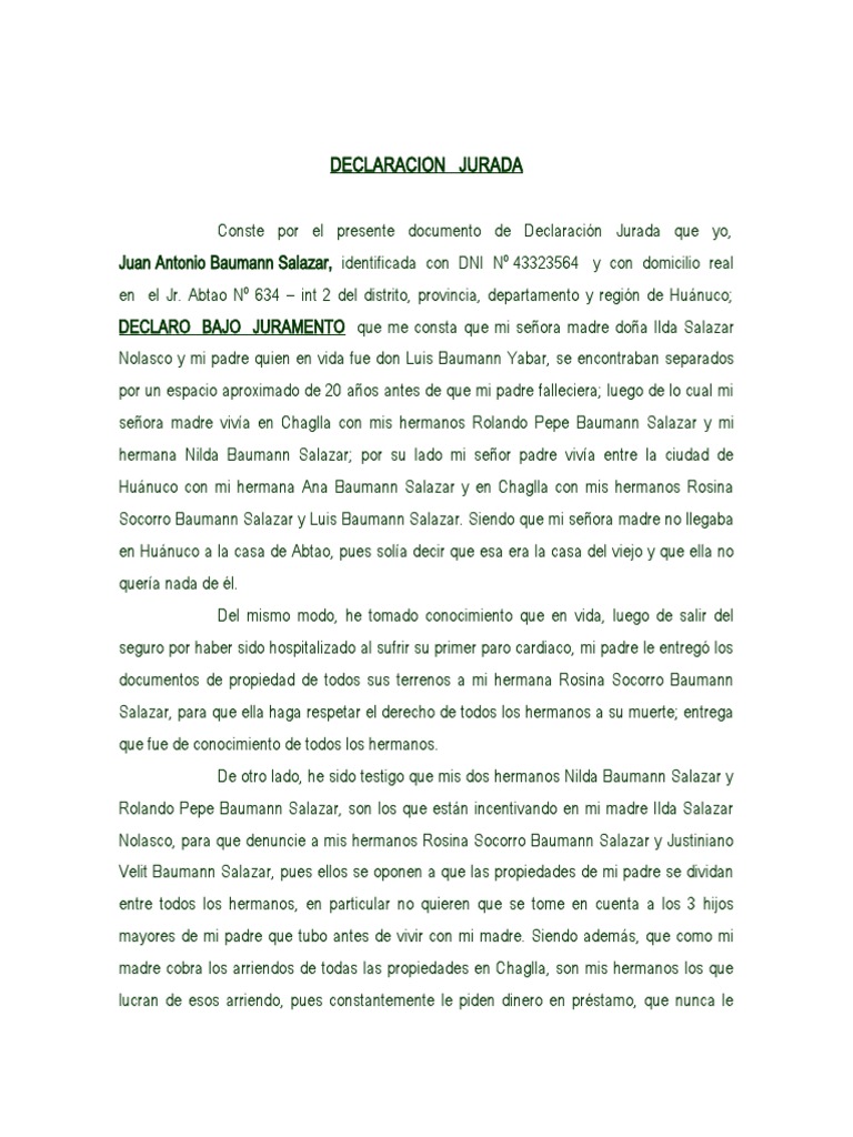 Declaracion Jurada | PDF