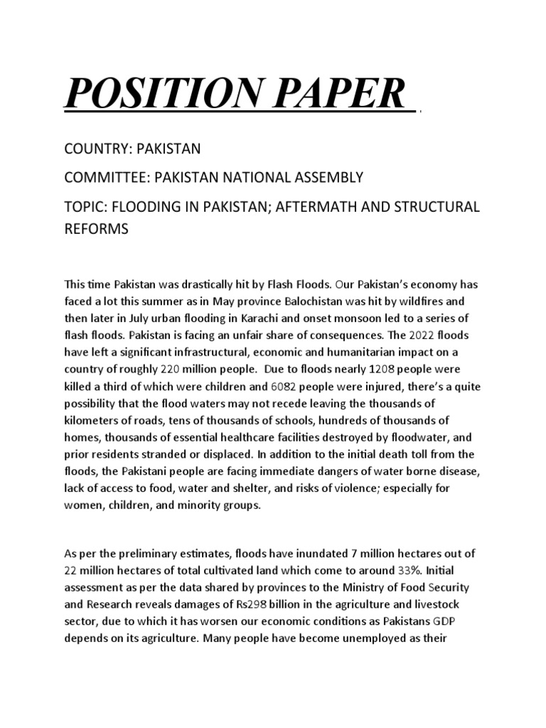 Position Paper 2 | Download Free PDF | Pakistan | Flood