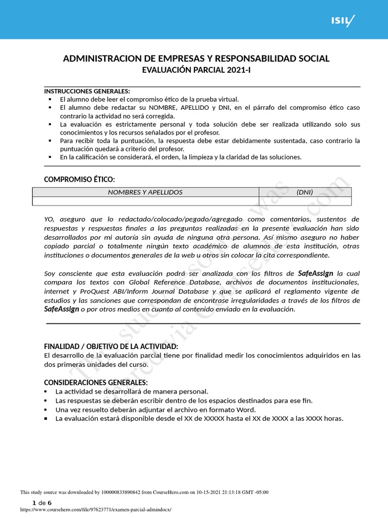 Examen Parcial Admin | PDF | Perú | Business