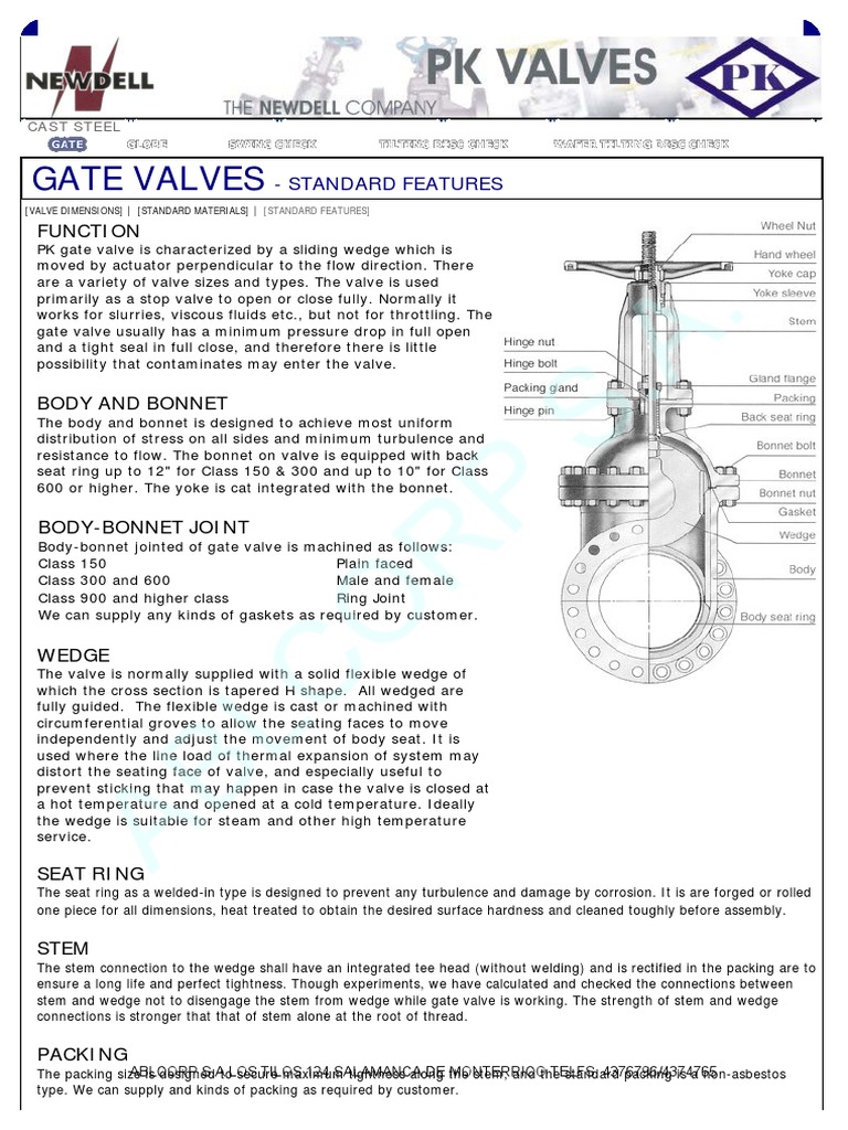 Gate Valve Standard Features | PDF | Valve | Screw