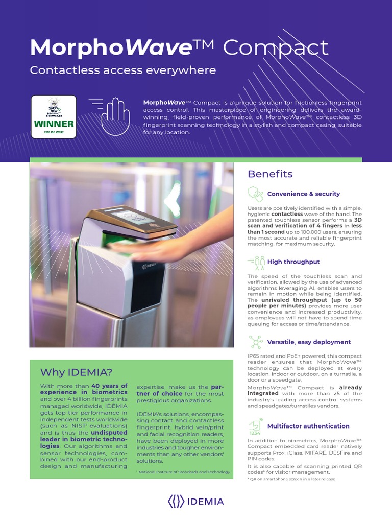 MorphoWave Compact - Brochure - English | PDF | Fingerprint | Authentication