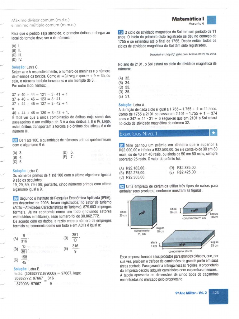 Exercícios-MDC e MMC | PDF
