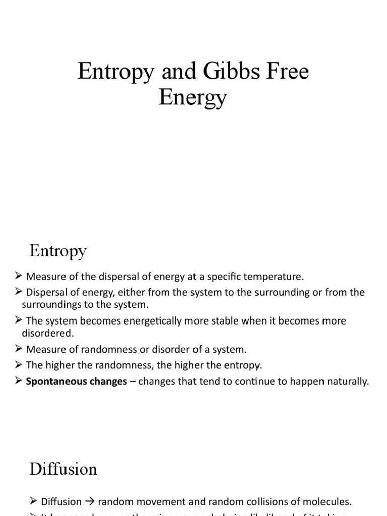 Entropy and Gibbs Free Energy | PDF | Gibbs Free Energy | Chemical ...