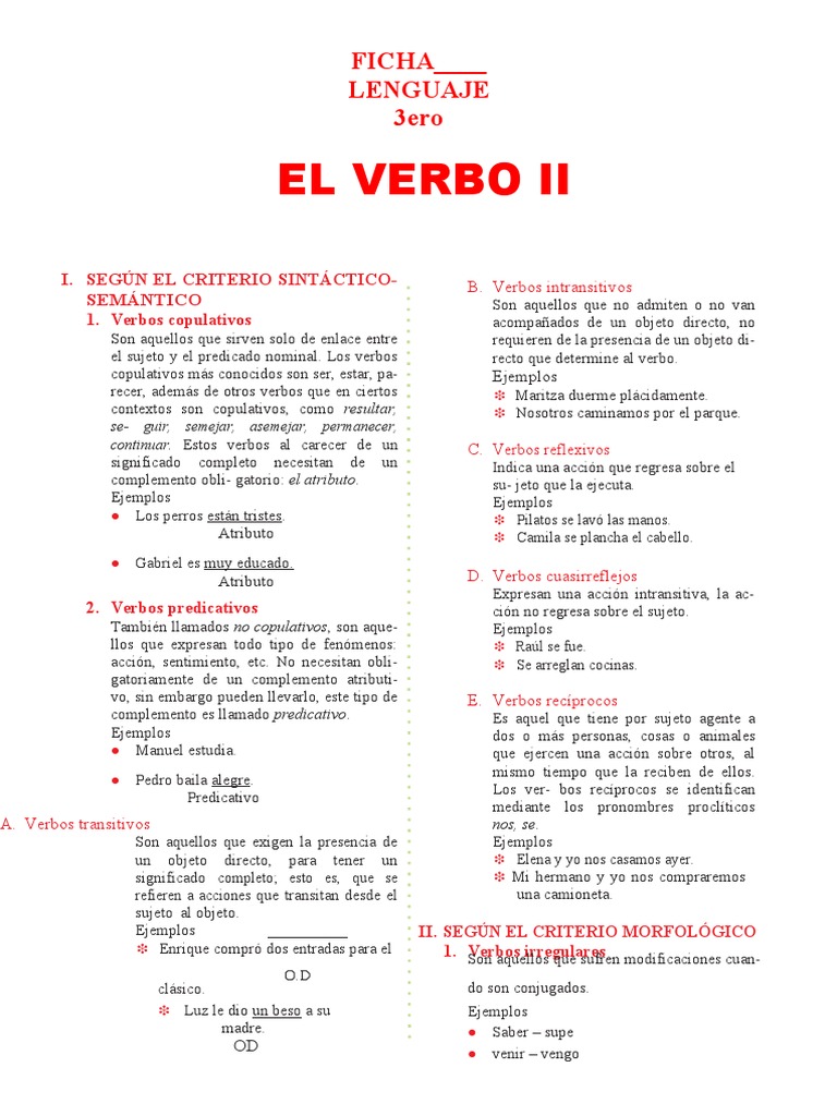 El Verbo II | PDF | Verbo | Asunto (gramática)