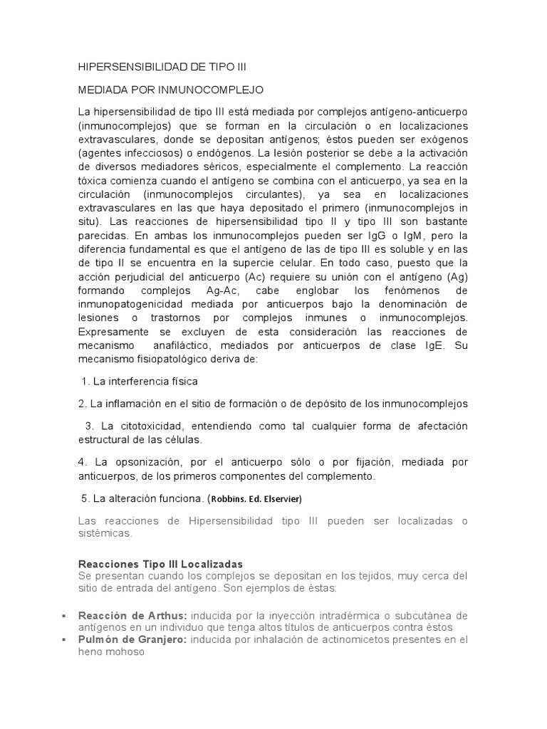 Hipersensibilidad Tipo III: Inmunocomplejos | PDF | Anticuerpo ...