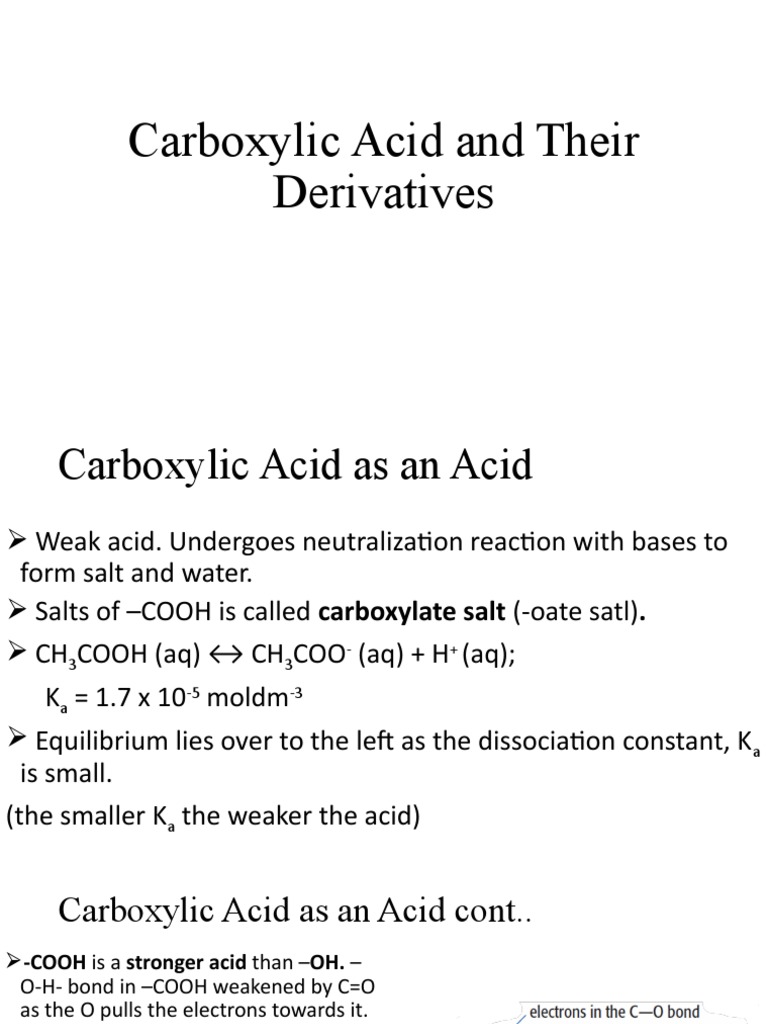 Carboxylic Acid and Their Derivatives | PDF | Carboxylic Acid | Acid