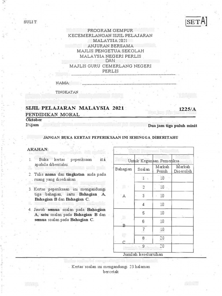Kertas Soalan Trial Perlis | PDF