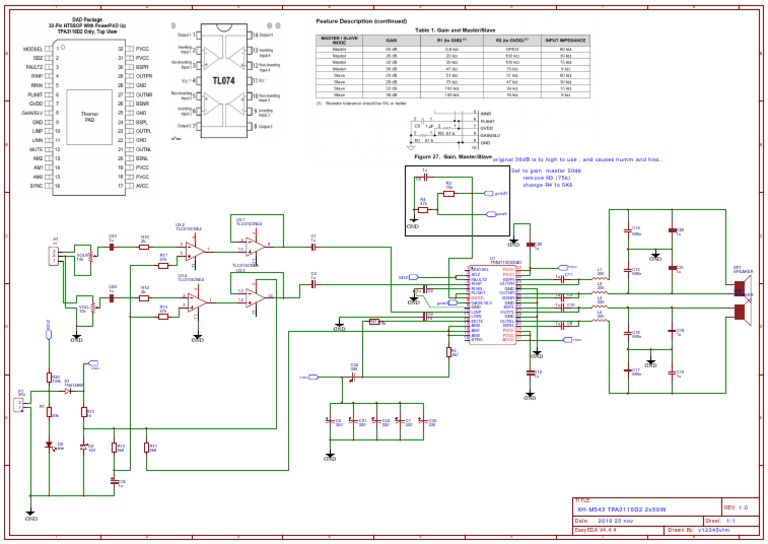 Schematic Tpa3116d2-Xh-M543 Sheet 1 20191123193718 | PDF