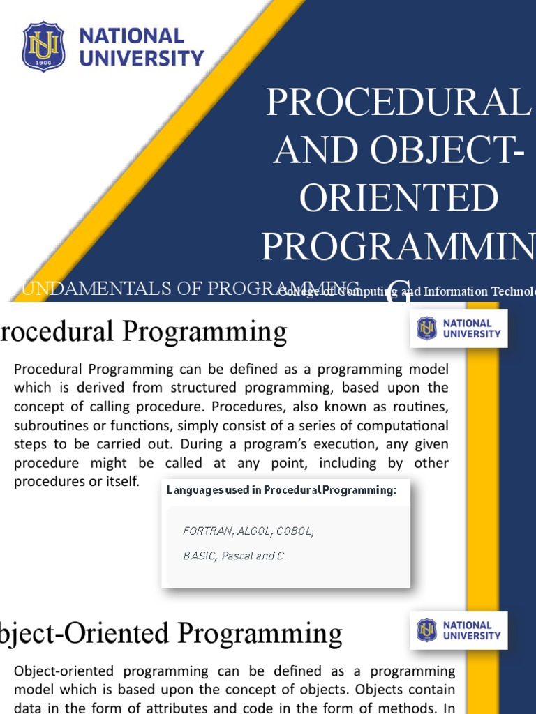 Fundamentals Of Programming Week 3 4 5 Download Free Pdf Object Computer Science Class