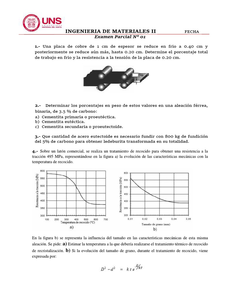 Examen Parcial #1 - Ing de Materiales II-2021-2 - 23122021 | PDF