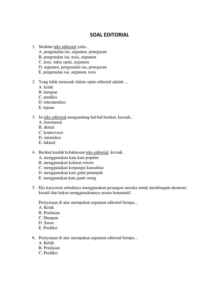 Soal Editorial | PDF | Seni & Disiplin Bahasa | Kajian Bahasa Asing