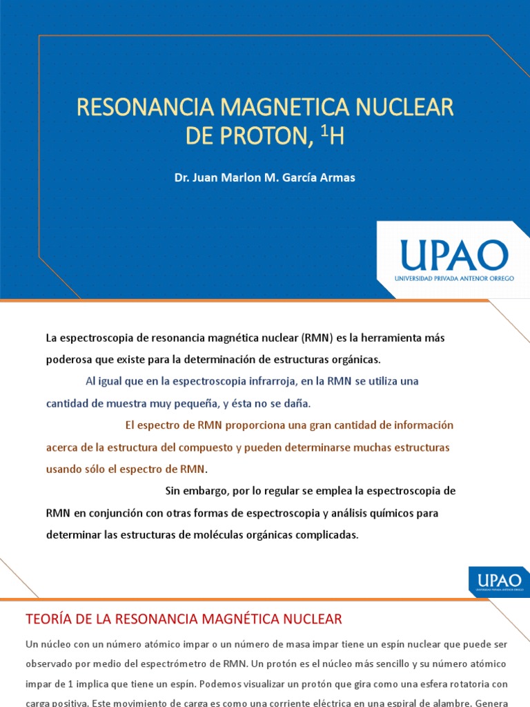 RMN de Protón: Teoría y Aplicaciones | PDF | Resonancia magnética ...