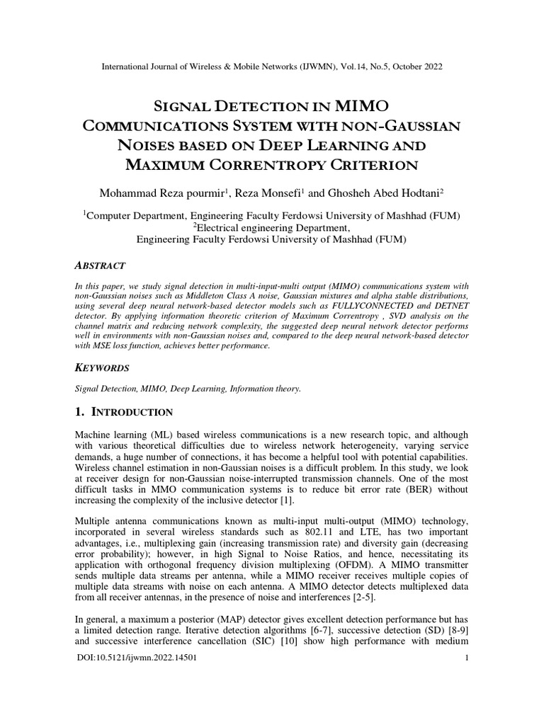 Signal Detection In Mimo Communications System With Non Gaussian Noises Based On Deep Learning