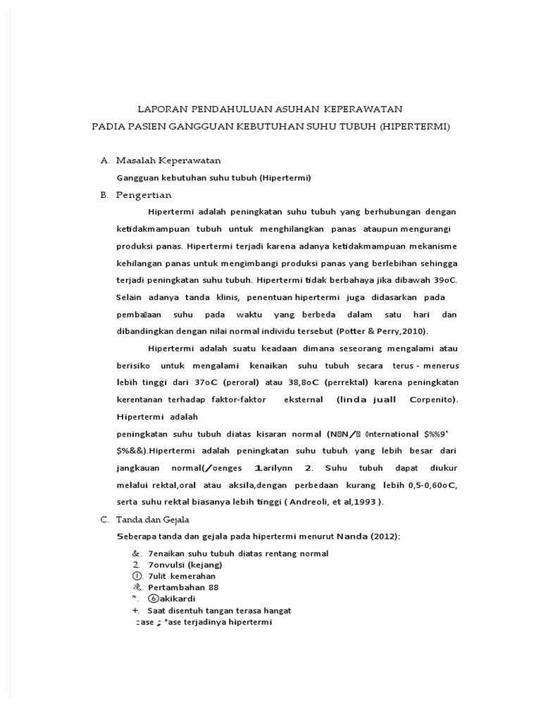 347185634-Laporan-Pendahuluan-HIPERTERMI-1.pdf Salinan | PDF
