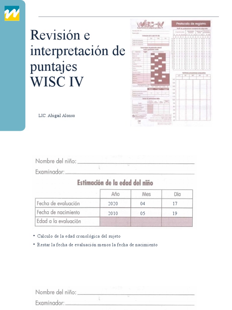 Revisión e Interpretación de Puntajes WISC IV | PDF