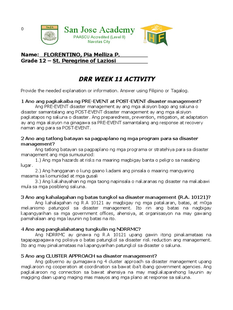 DRRR Activity Week 11 | PDF DRRR Activity Week 11 | PDF