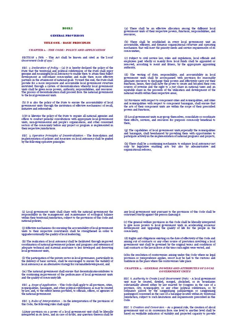 An Overview of the Key Principles and Provisions of the Local ...