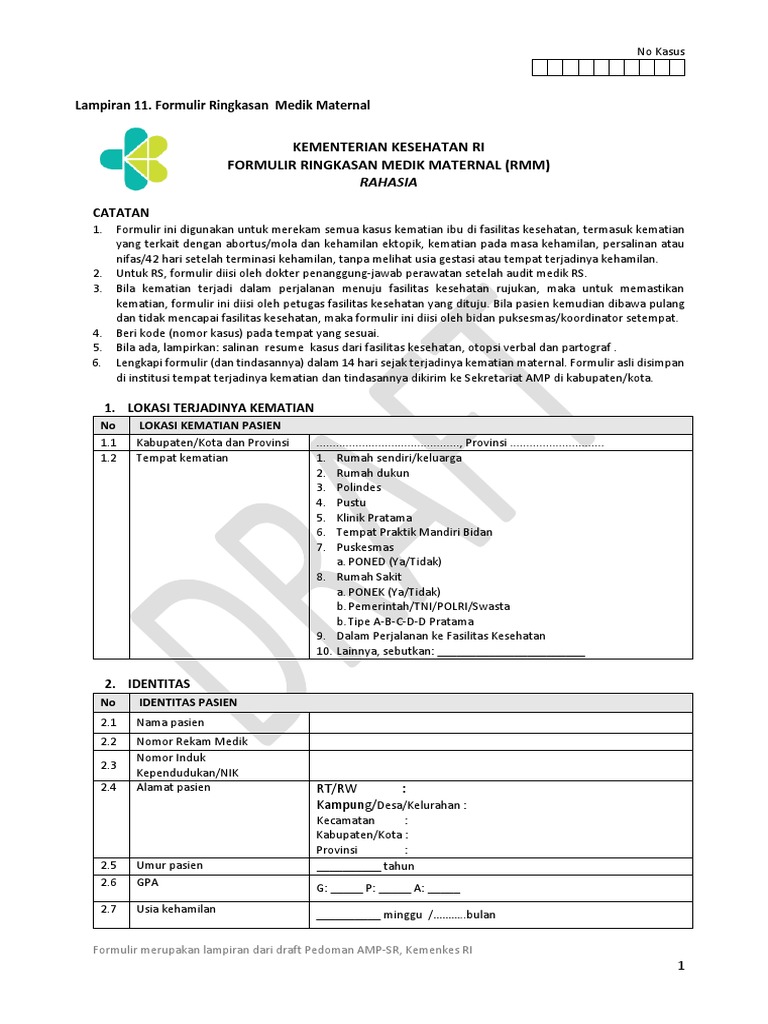 Formulir Kematian Ibu di Fasilitas Kesehatan | PDF