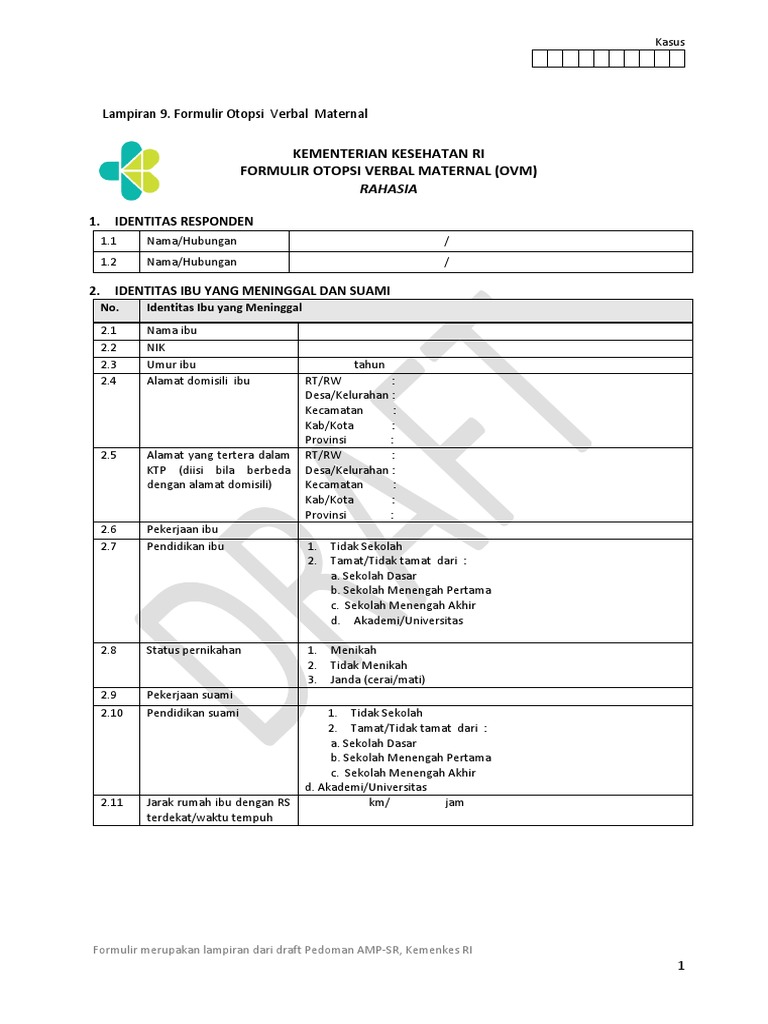 Formulir OVM (Otopsi Verbal Maternal) | PDF