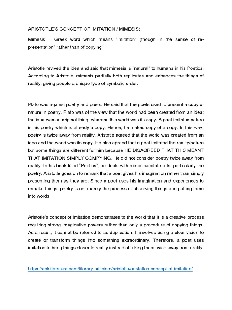 Aristotle's Concept of Imitation | PDF