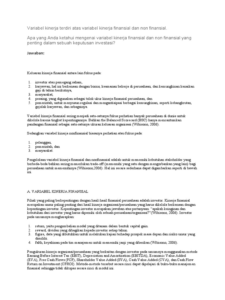 Harapan Investor Terhadap Kinerja Perusahaan | PDF | Pengelolaan ...