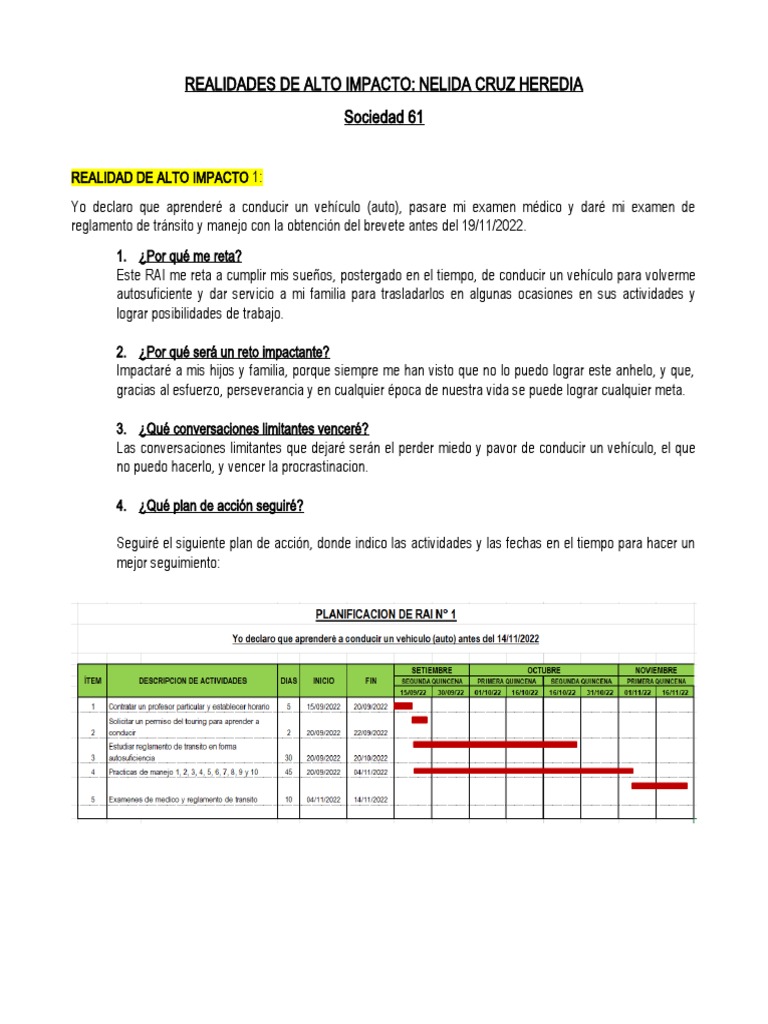 Realidades de Alto Impacto de Nelida Cruz | PDF | Crecimiento personal ...