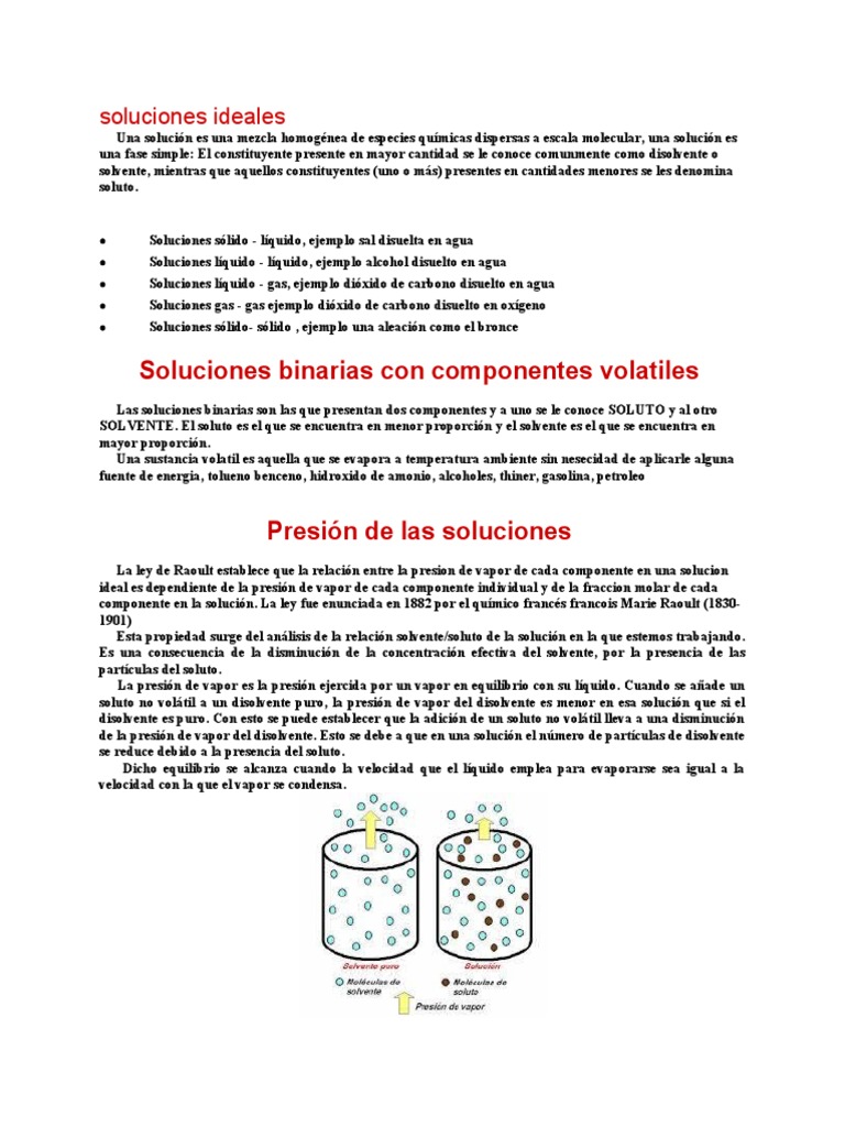 Soluciones Ideales | PDF | Líquidos | Solvente