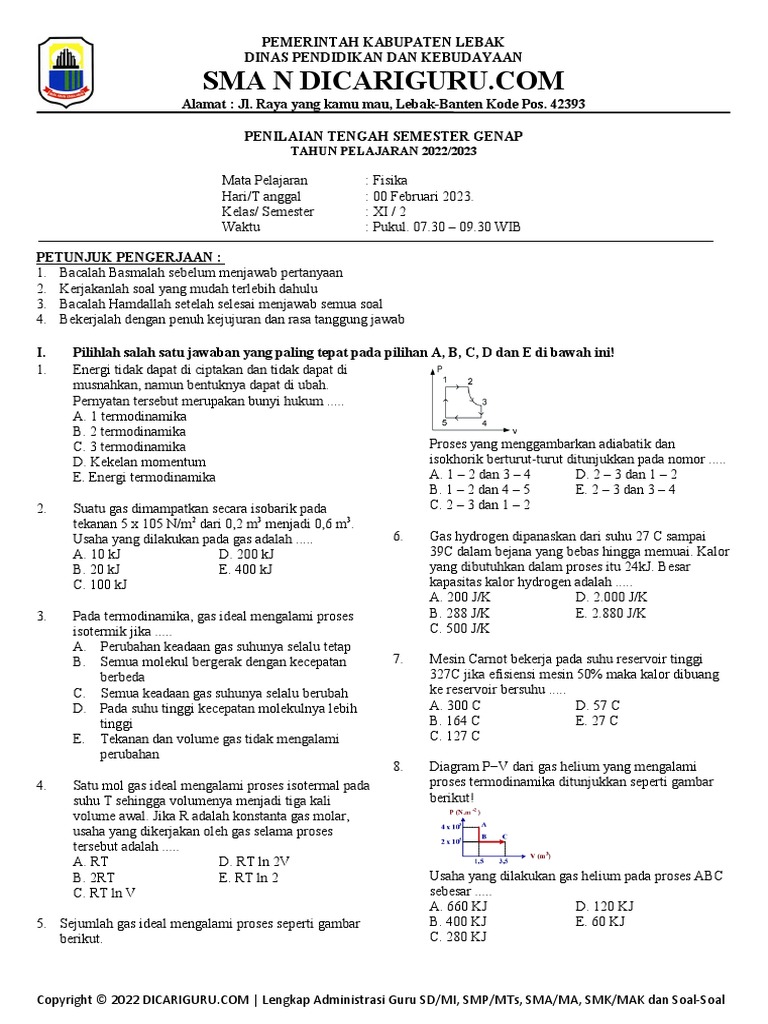 PTS II Fisika XI | PDF