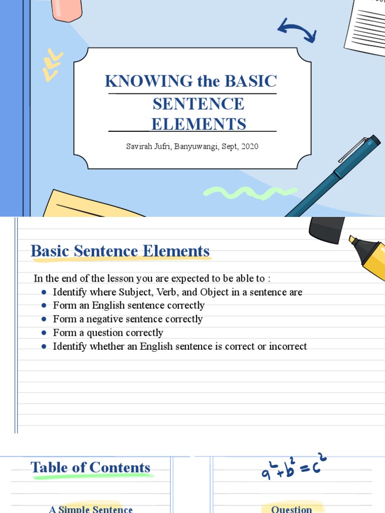 Sentence Elements | PDF | Subject (Grammar) | Verb