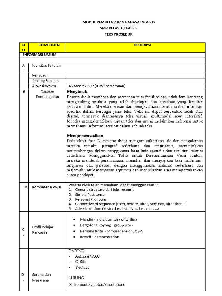 Draft Modul Ajar Teks RECOUNT | PDF