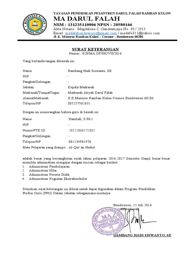 Surat Keterangan Administrasi | PDF