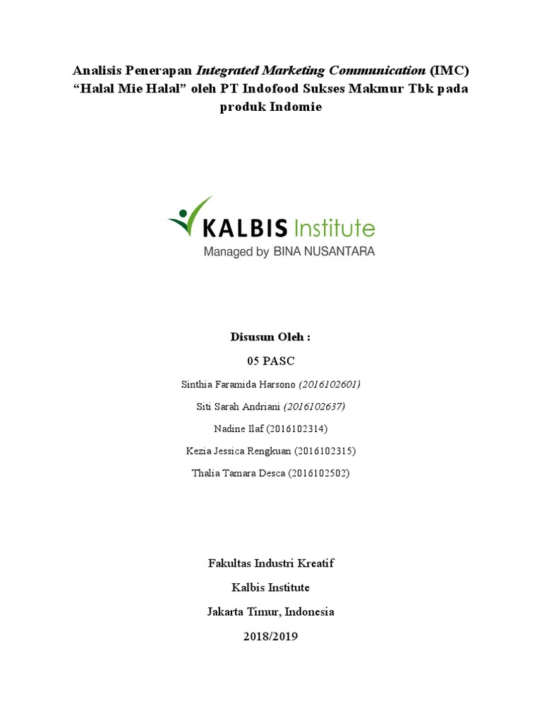 IMC Strategy Analysis for Indomie | PDF | Career & Growth | Art