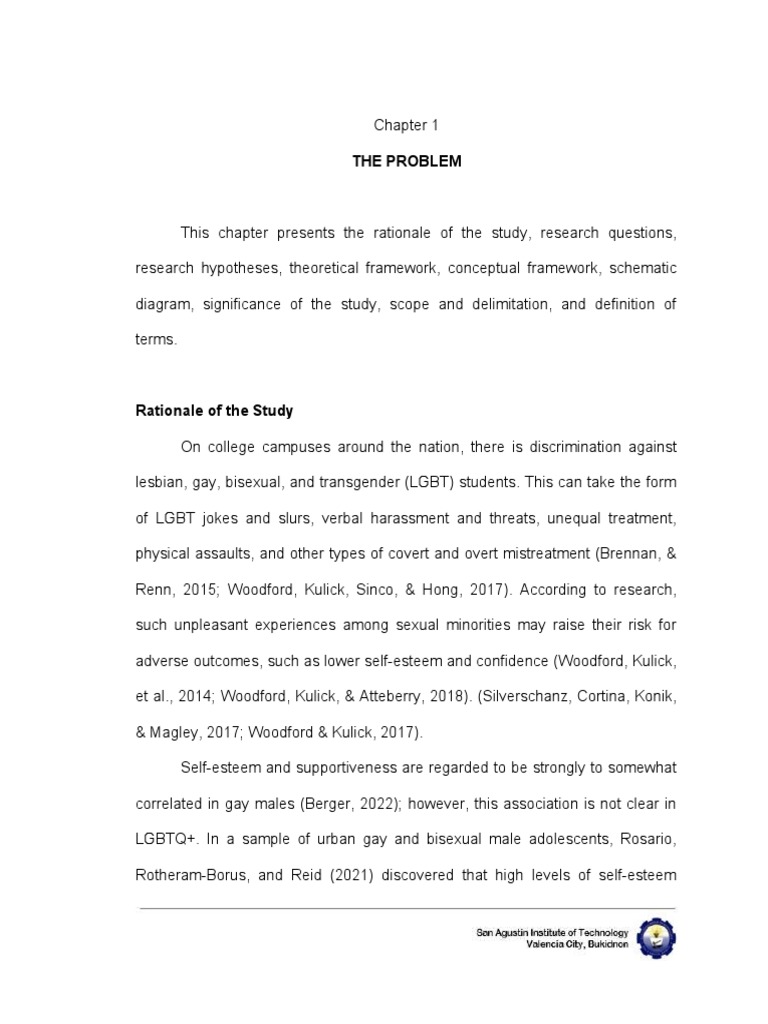 The Impact of Discrimination On Self-Esteem in LGBTQ+ Community in San Agustin Is Institute of ...