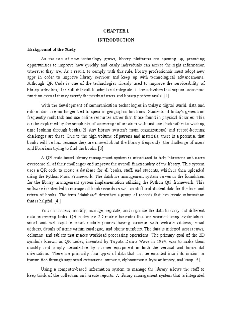 Library Management System With QR Code Generator Chapter 1-2 | PDF | Libraries | Qr Code