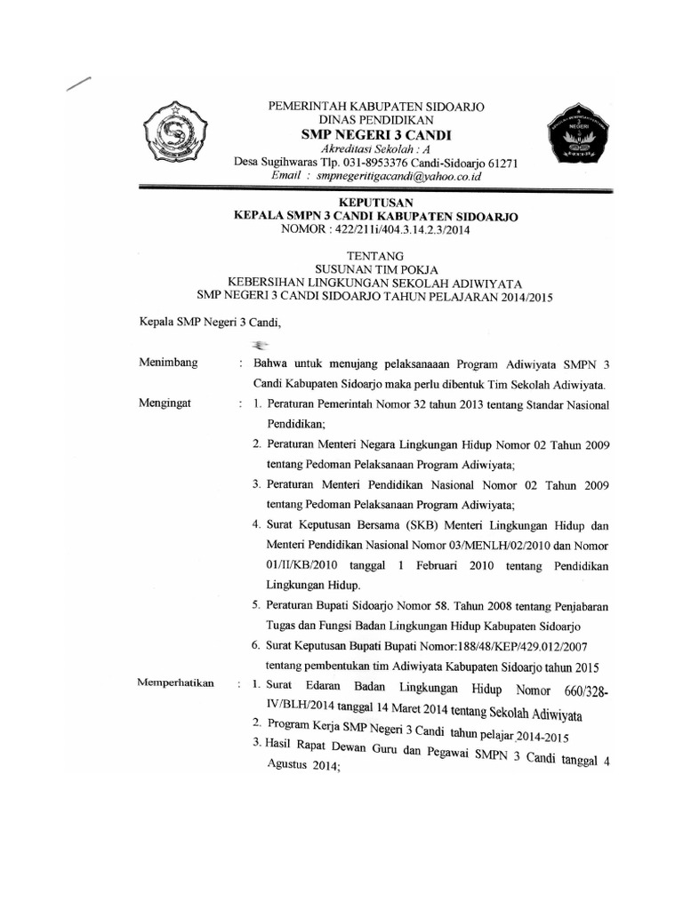 SK Pokja Kebersihan | PDF