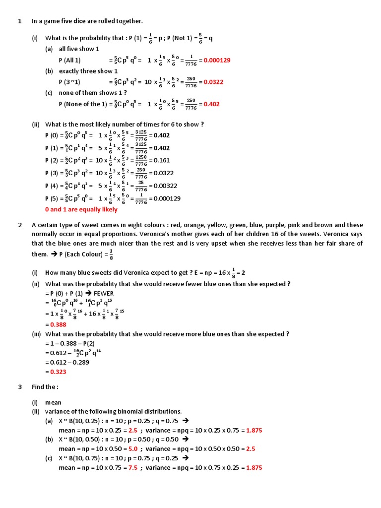 Exercise 6B PG 154 | PDF | Statistical Models | Probability Theory