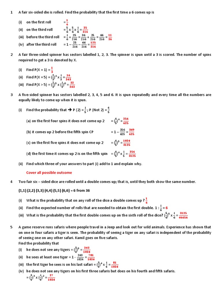 Exercise 6C PG 161 | PDF | Probability