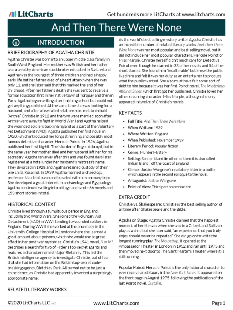 And Then There Were None LitChart | PDF
