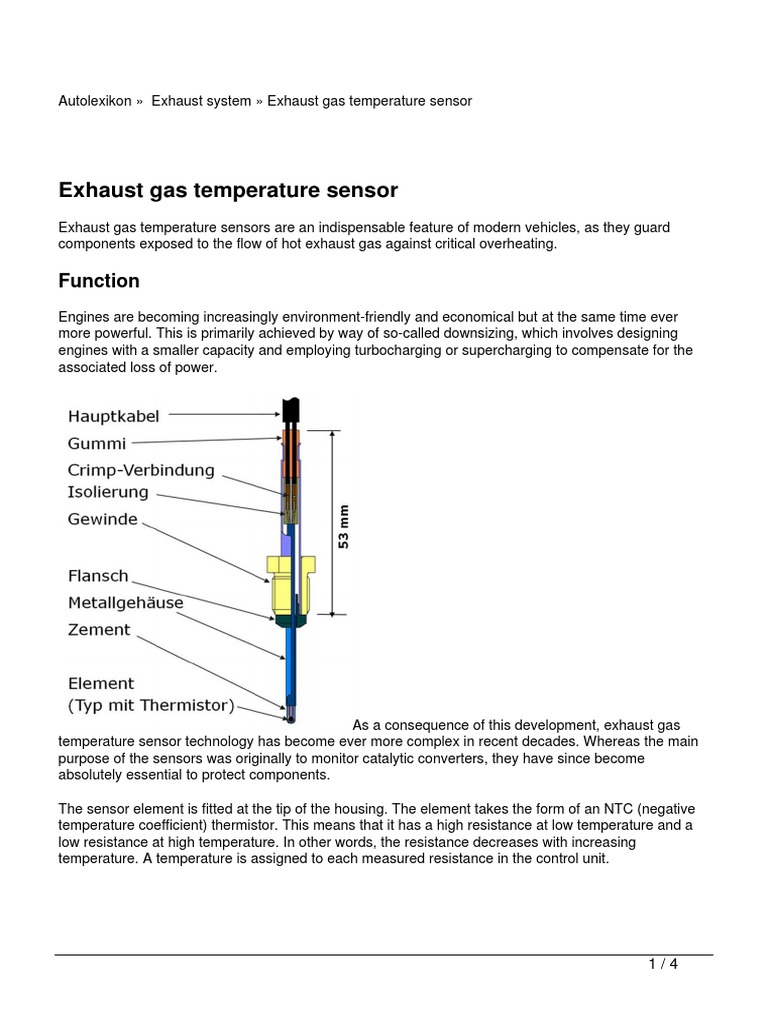 Exhaust Gas Temperature Sensor | PDF | Diesel Engine | Exhaust Gas